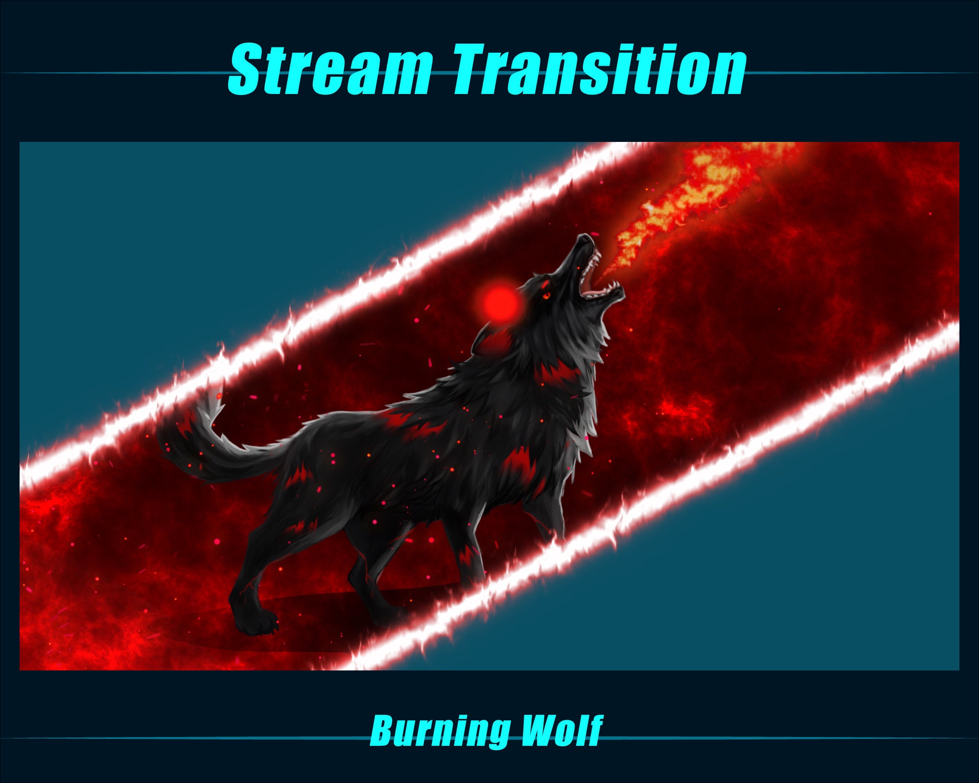 DARK RED Fire Wolf Stream Transition, Fire Scene Stinger for Streamers ...