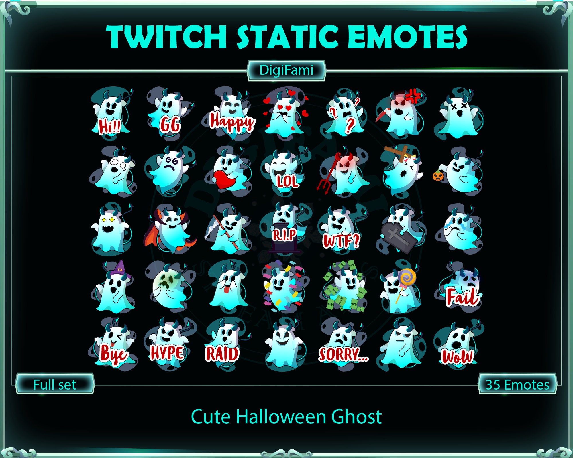 35 Cute Halloween Ghost Static Twitch Emotes, Cute Ghost Stream Chat ...