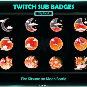 Orange Liquid Moon Fire Fox Twitch Sub Badges, Moon Bottle Fire Fox ...