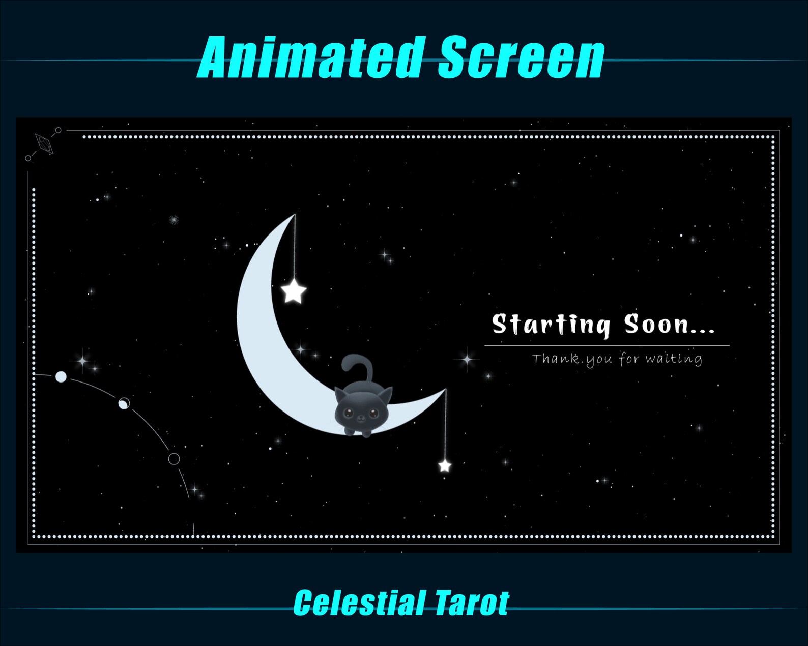 Animated Scenes Black Cat Twitch Overlay Package / Celestial Stream ...