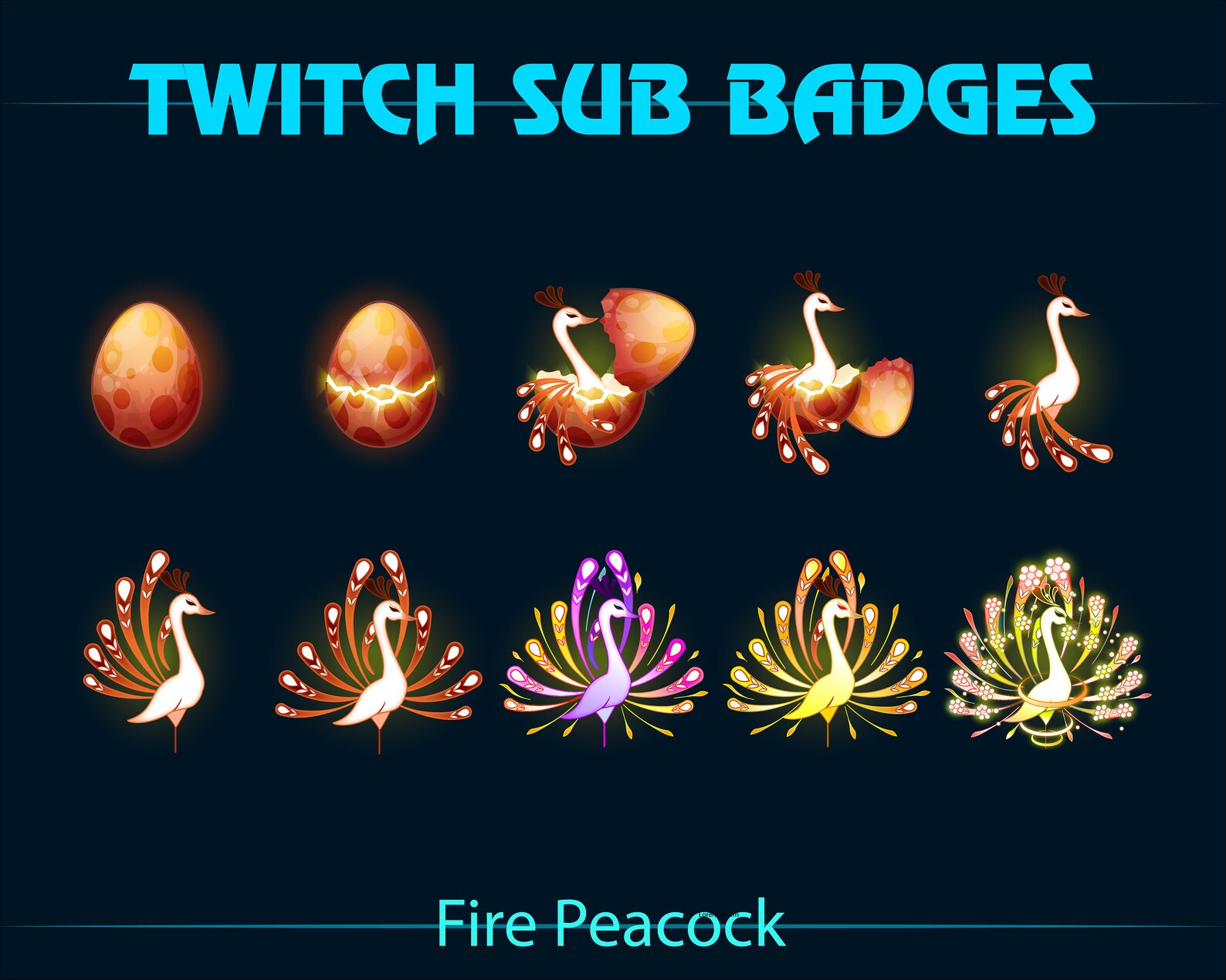 Magic Fire Peacock Twitch Sub Bit Badges Red Fire Peacock - Etsy