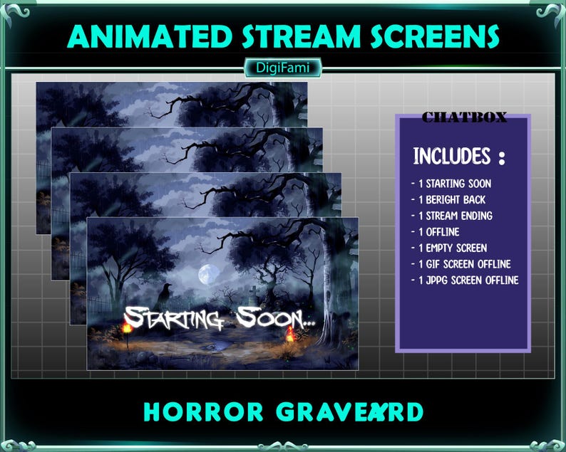 Spooky Halloween Animated Stream Screen Overlays, Black Crow in the ...