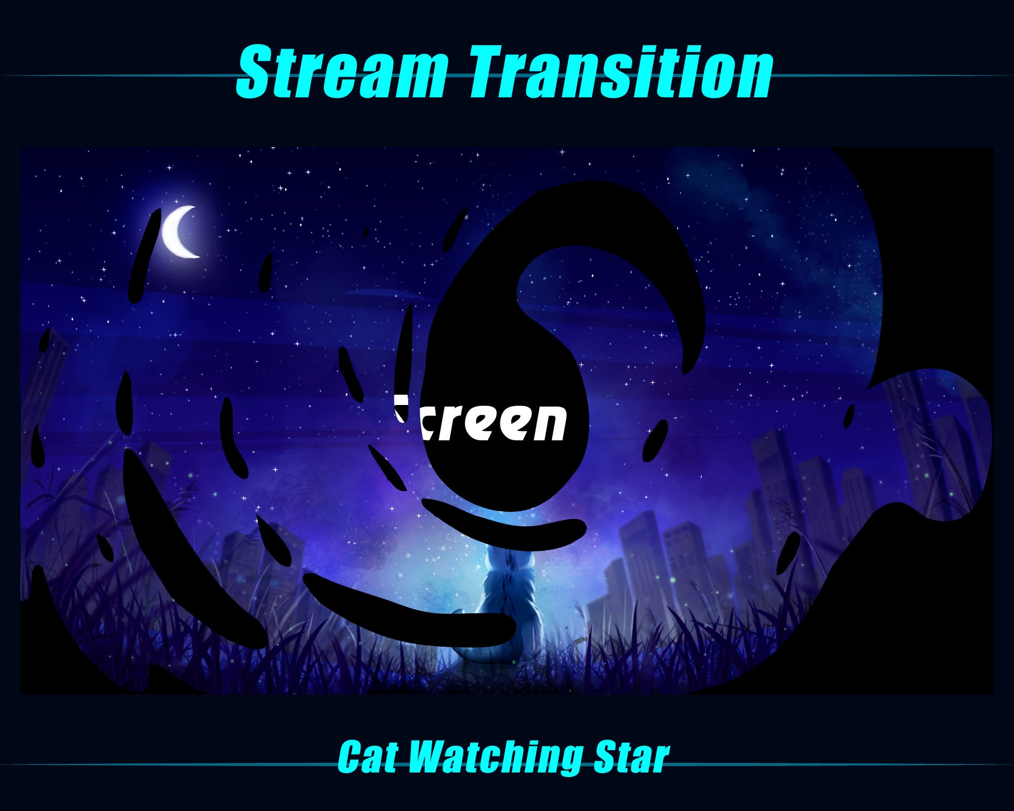 Celestial Stars Animated Stream Stinger / Cat Watching Starry Night Sky ...