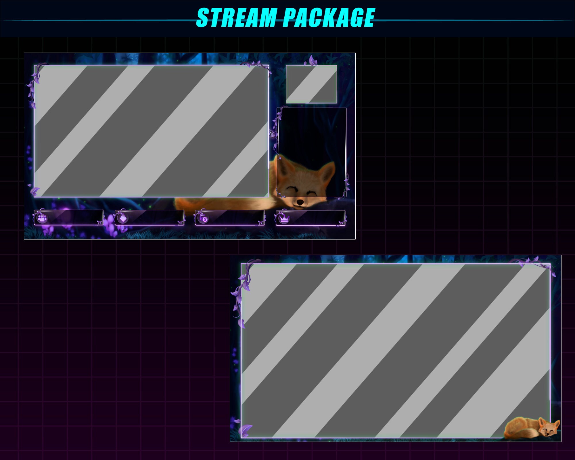 ANIMATED Fox in Forest Twitch Stream Package, Magic Forest Fox Animated ...