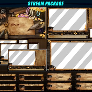Animated Twitch Overlay Package Pirate Desk / Pirate Treasure Animated ...