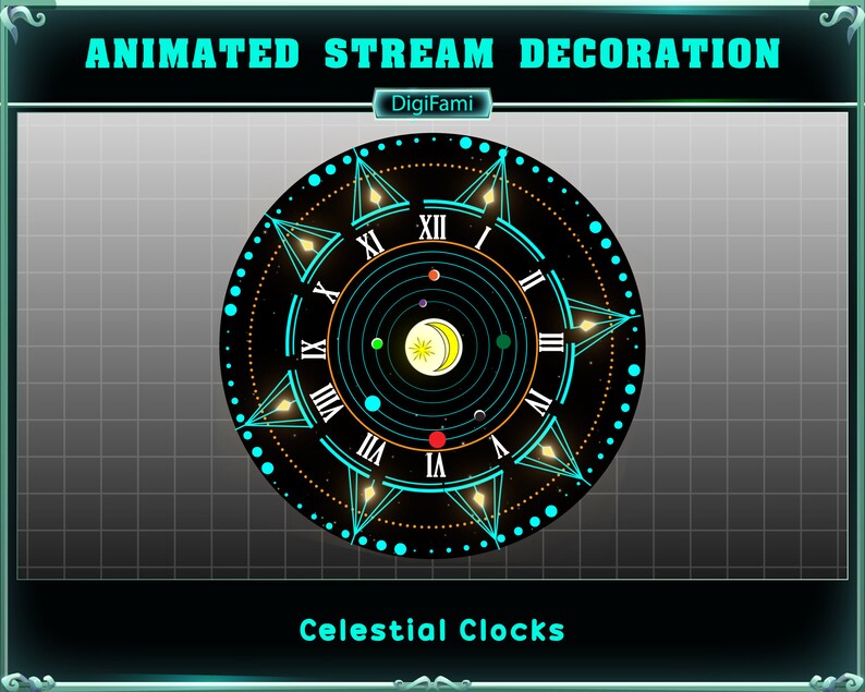 Animated Twitch Stream Decoration Celestial Clocks, Celestial Stream Decorations for Streamers ...