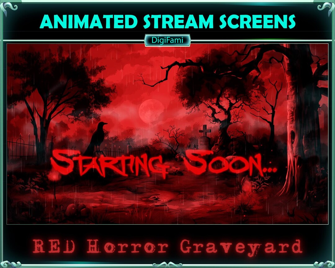 Bloody Red Spooky Halloween Animated Stream Screen Overlays, Black Crow ...