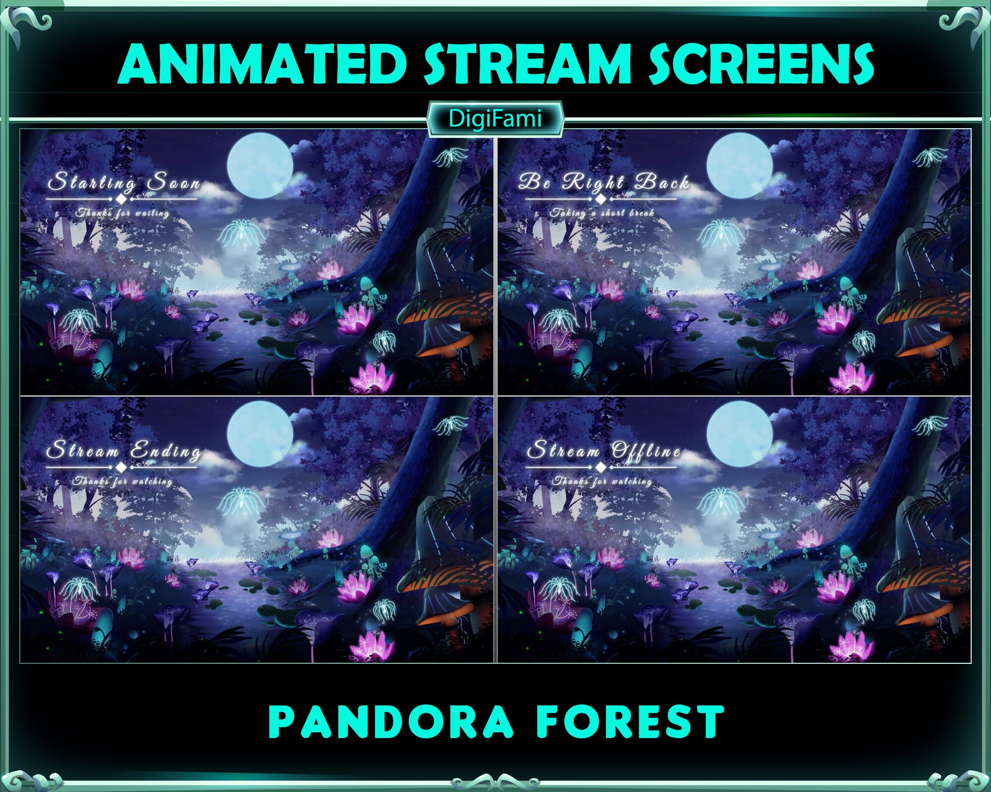 Magic Pandora Forest ANIMATED Twitch Stream Overlays, Witchy Pandora ...