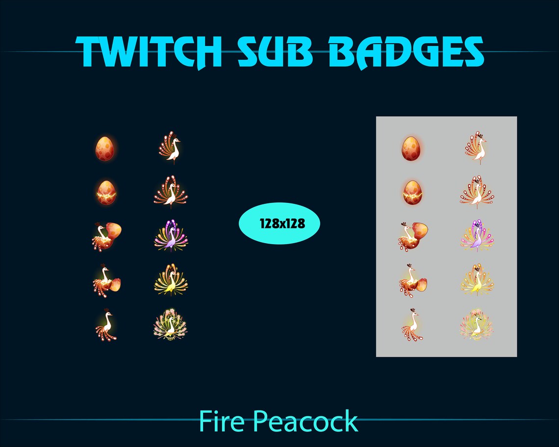 Magic Fire Peacock Twitch Sub Bit Badges Red Fire Peacock - Etsy