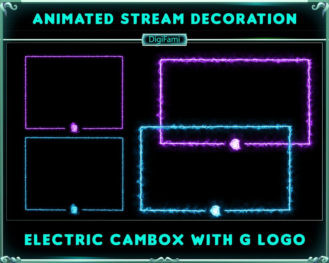 ANIMATED Twitch Webcam Overlay Electric Cam Frame With G Logo, Electric ...
