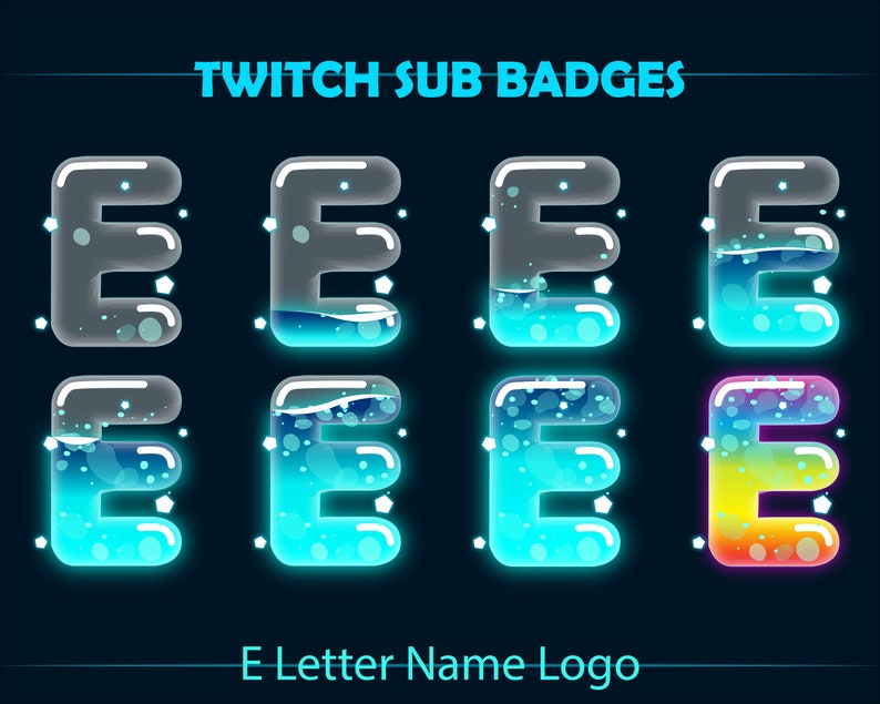 Letter E Twitch Sub Badges, Liquid Letter E Bottle Twitch Sub Badges ...