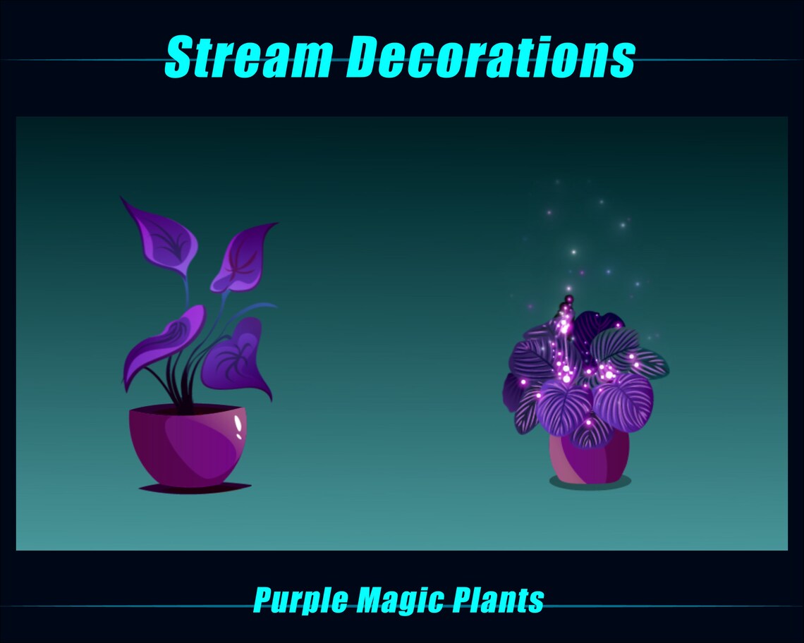Purple Magic Plants Animated Stream Decorations, Magical Flower ...