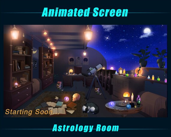 Animated Scenes Astrology Room Twitch Overlays Celestial - Etsy
