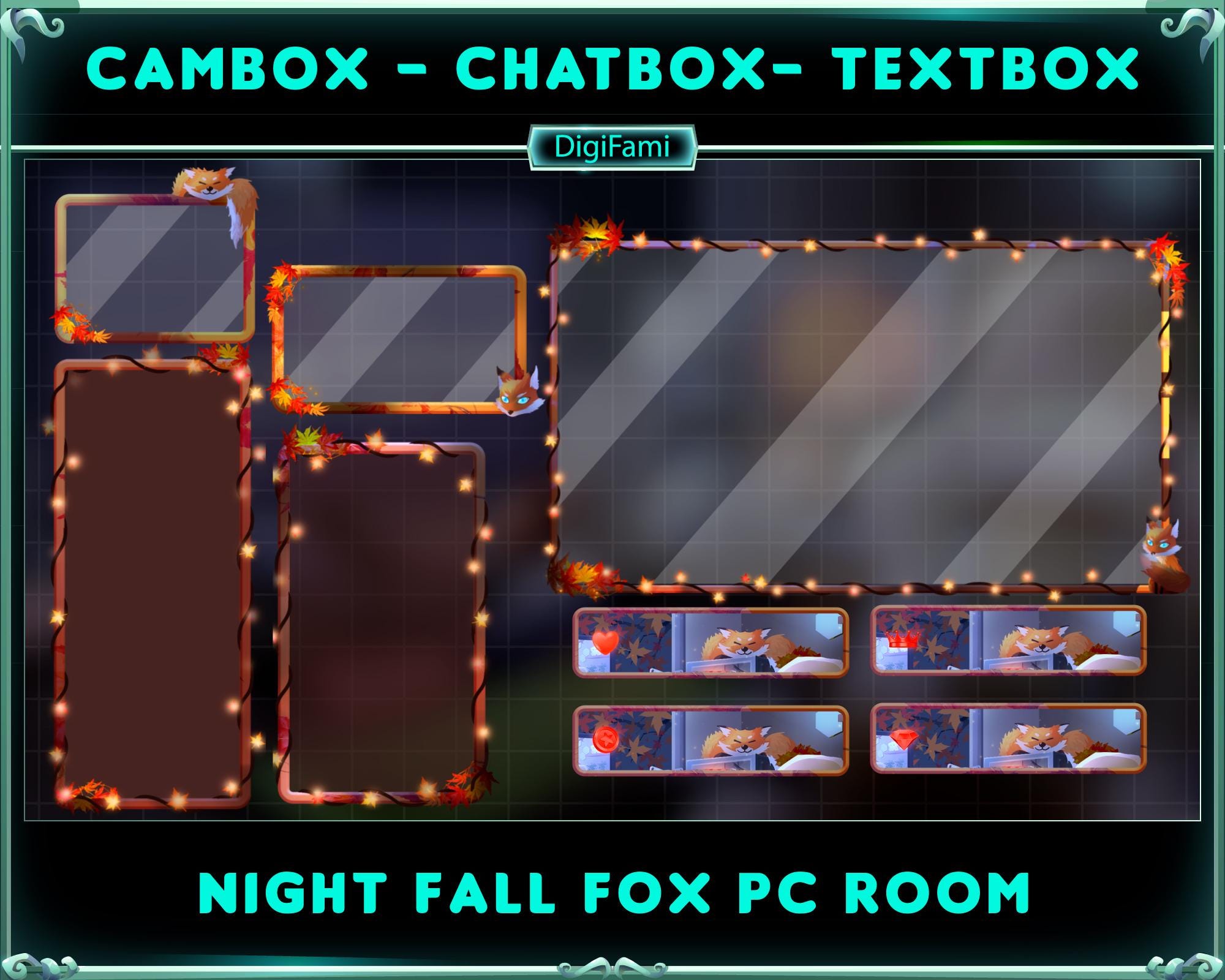 Fox in Fall PC Room Animated Twitch Overlay Bundle, Fox in Autumn Game ...