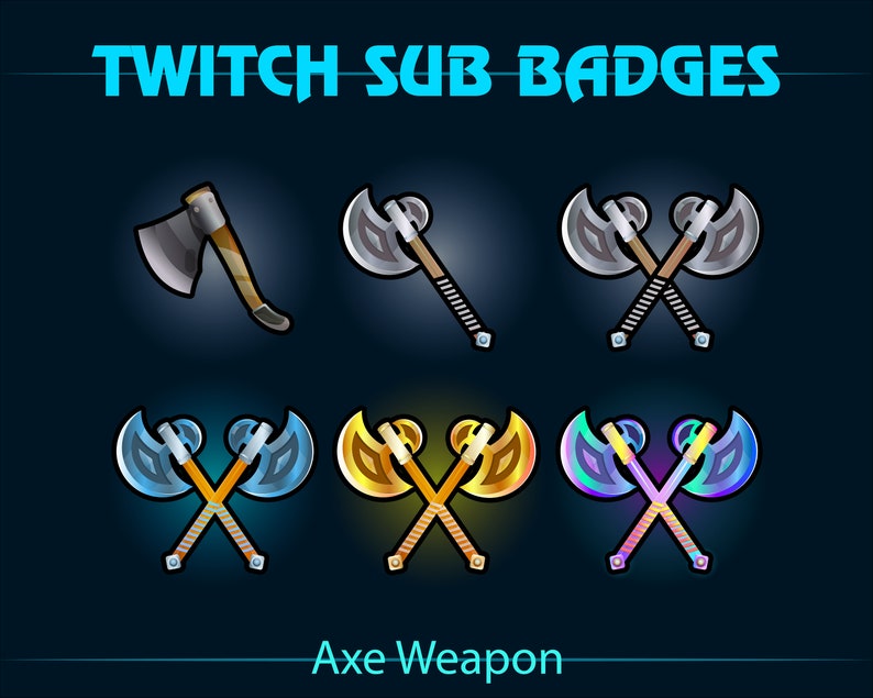 Axe Weapon Twitch Sub Bit Badges, Medieval Axe Twitch Cheer Badges ...