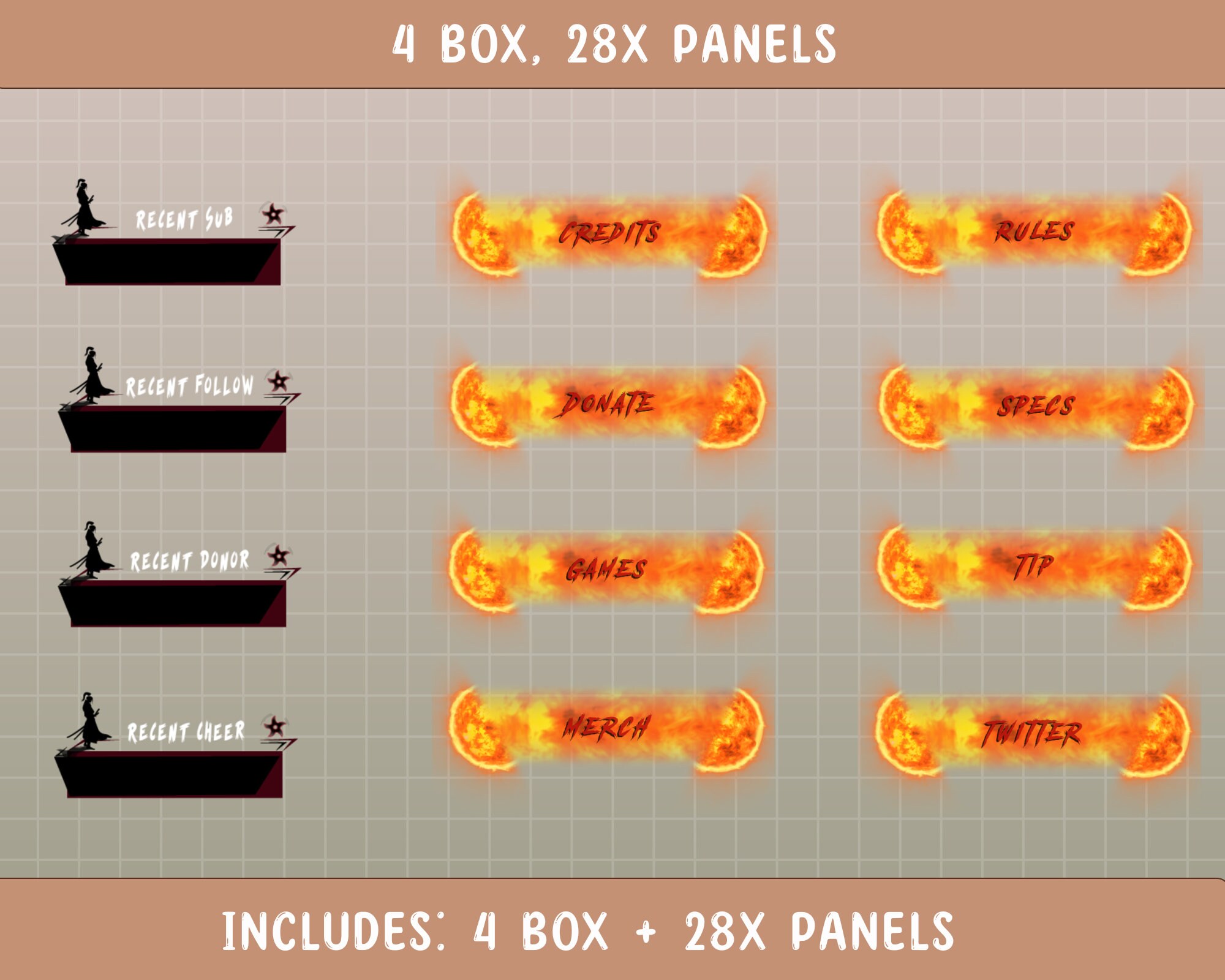 ANIMATED Samurai Twitch Stream Overlay Package / Japanese Stream ...