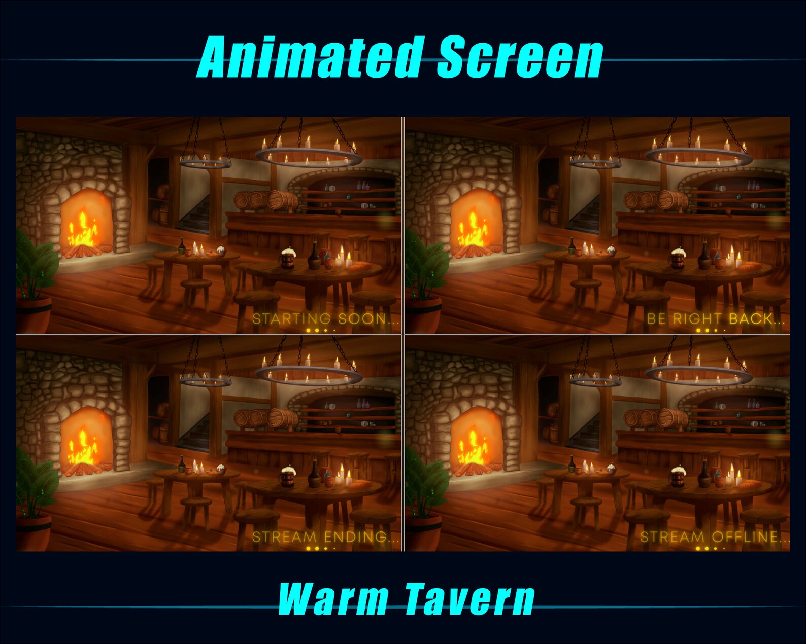 Animated Twitch Overlay Warm Tavern / Cozy Pub Bar Animated Scenes ...