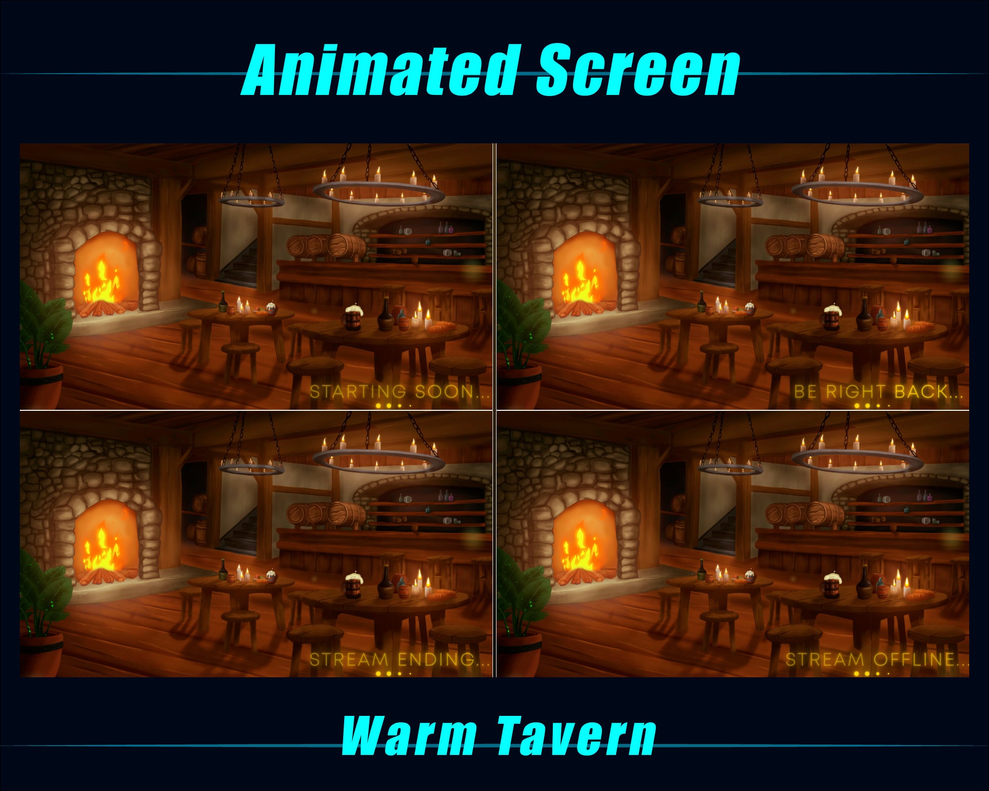 Animated Twitch Overlay Warm Tavern / Cozy Pub Bar Animated Scenes ...