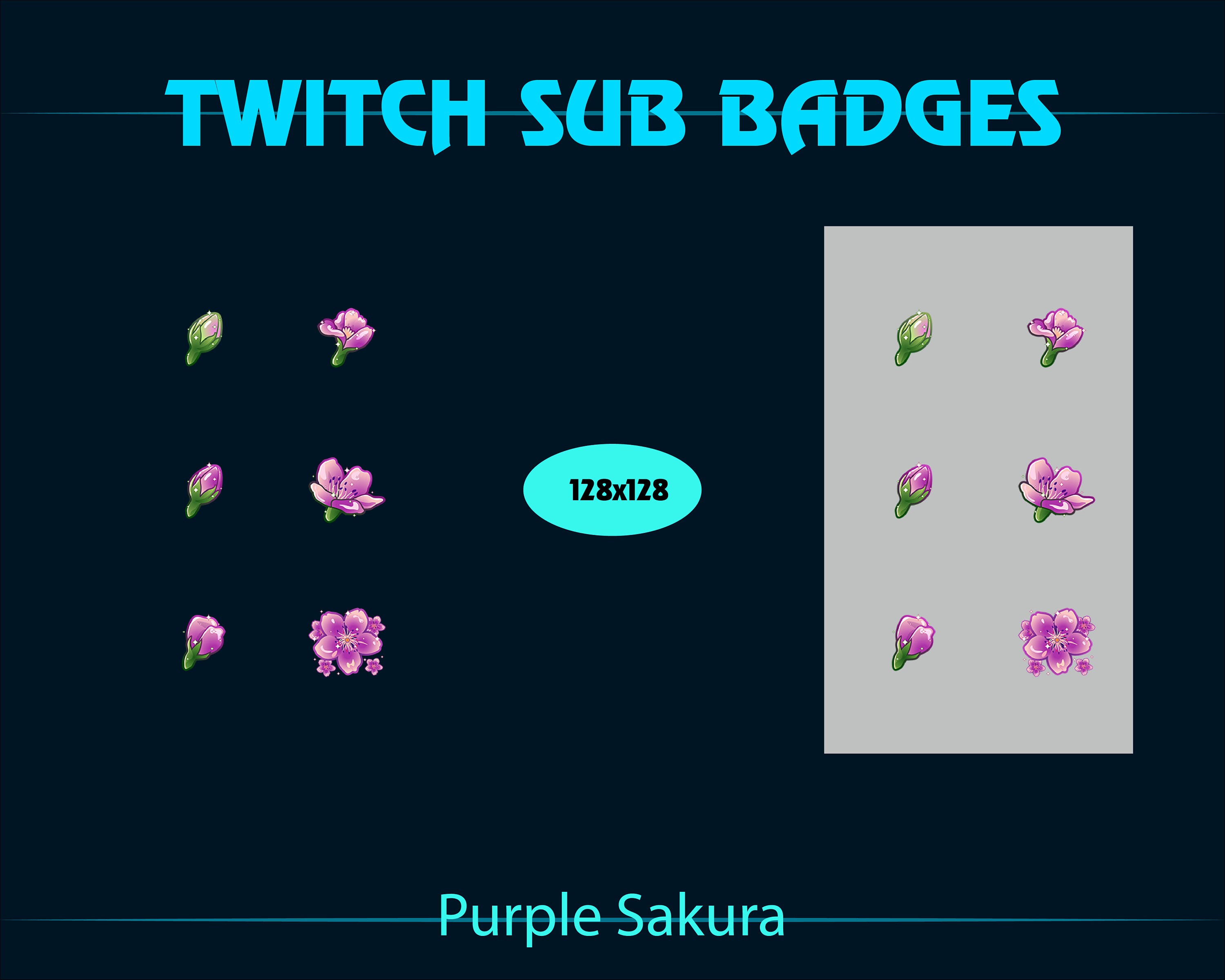 Purple Sakura Twitch Sub Bit Badge / Purple Cherry Blossom Twitch Sub ...