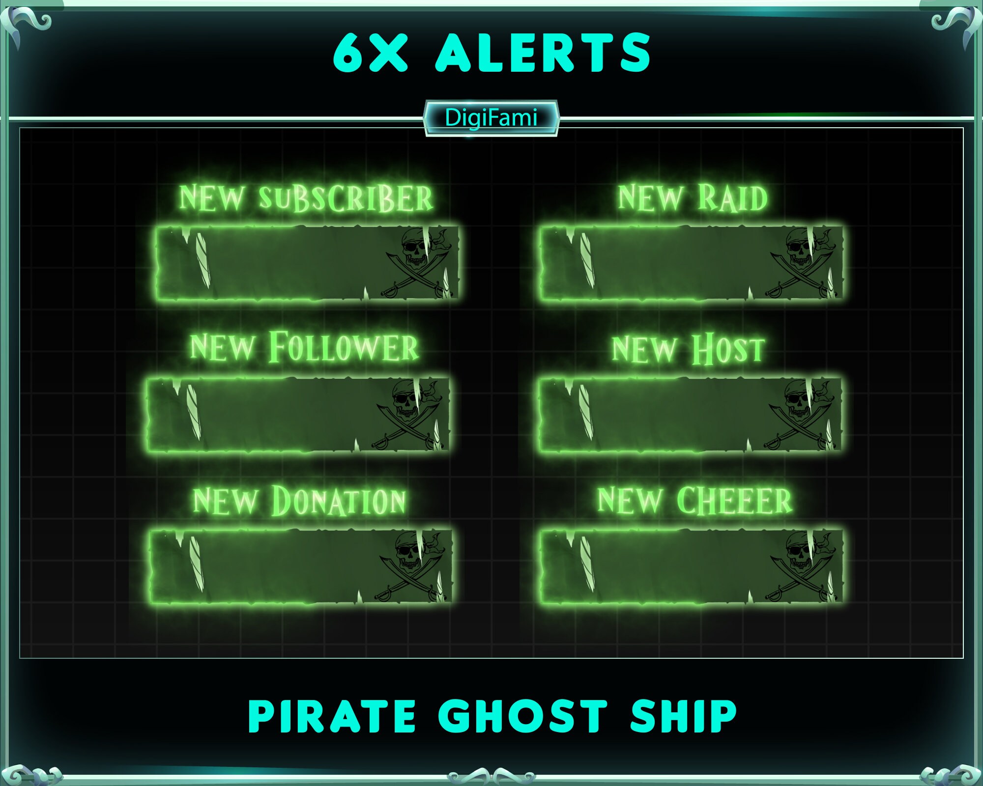 Ghost Pirate Ship Animated Twitch Overlay Package, Pirate Ghost Ship ...