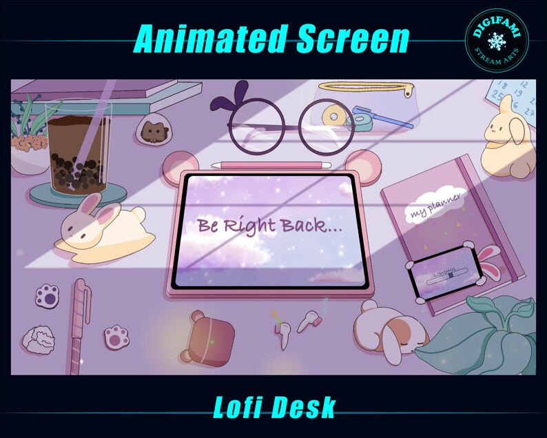 ANIMATED Twitch Stream Screen Overlays Lofi iPad Desk, Aesthetic ...