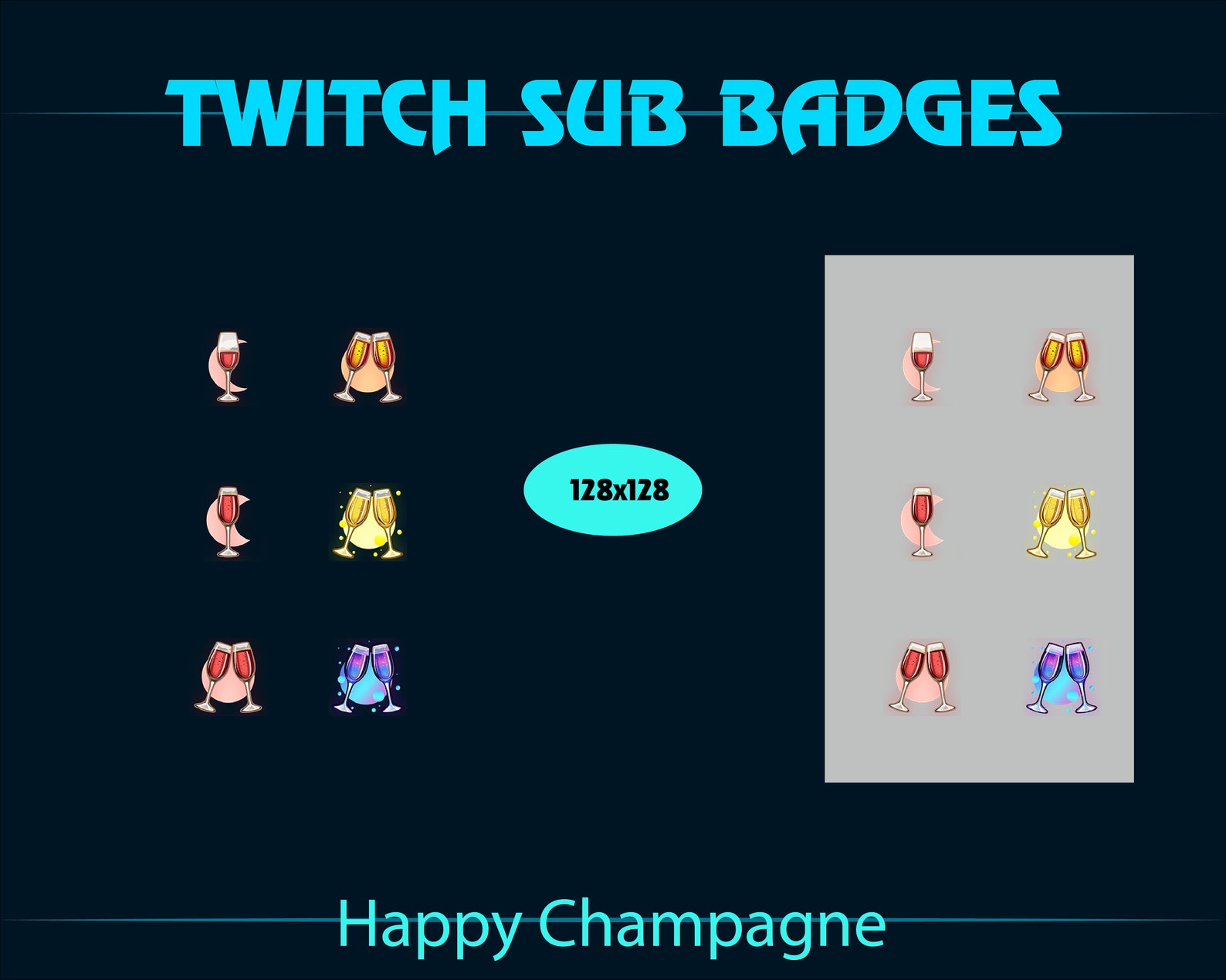 Happy Champagne Twitch Sub Bit Badges, Happy New Year Champagne Twitch ...
