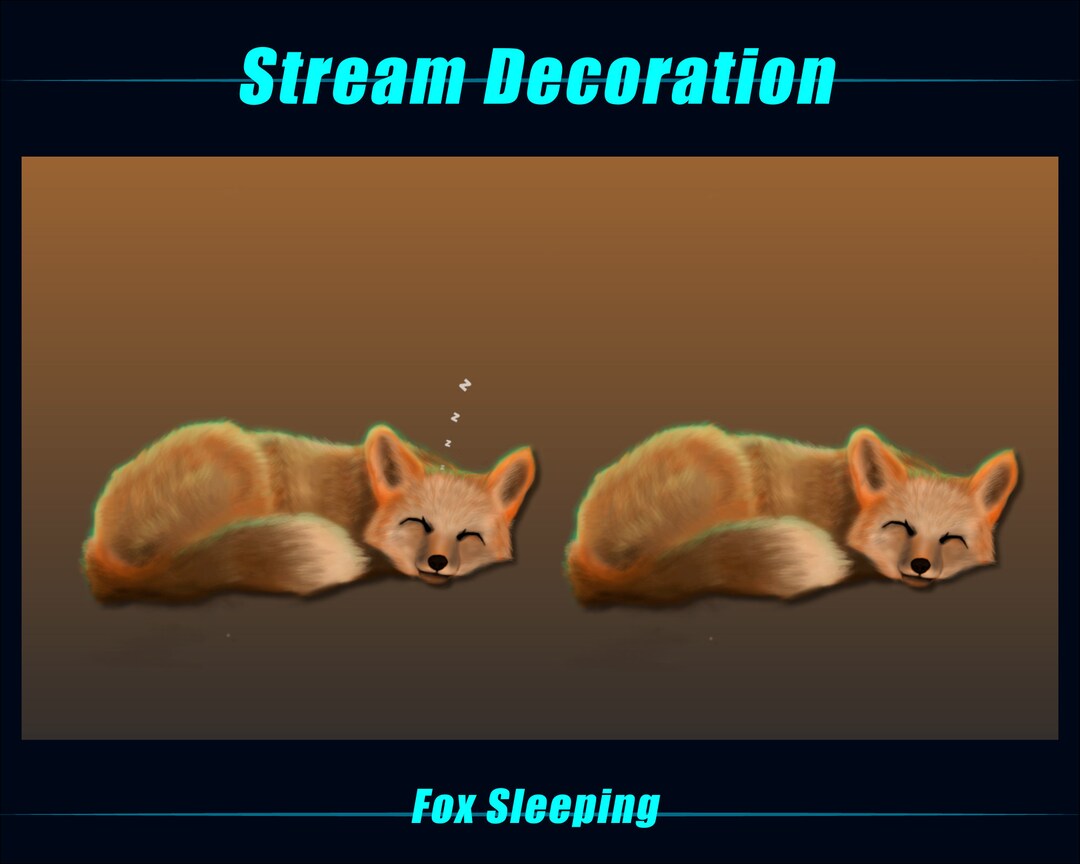 Animated Twitch Stream Decoration, Cute Sleeping Fox Twitch Decoration ...