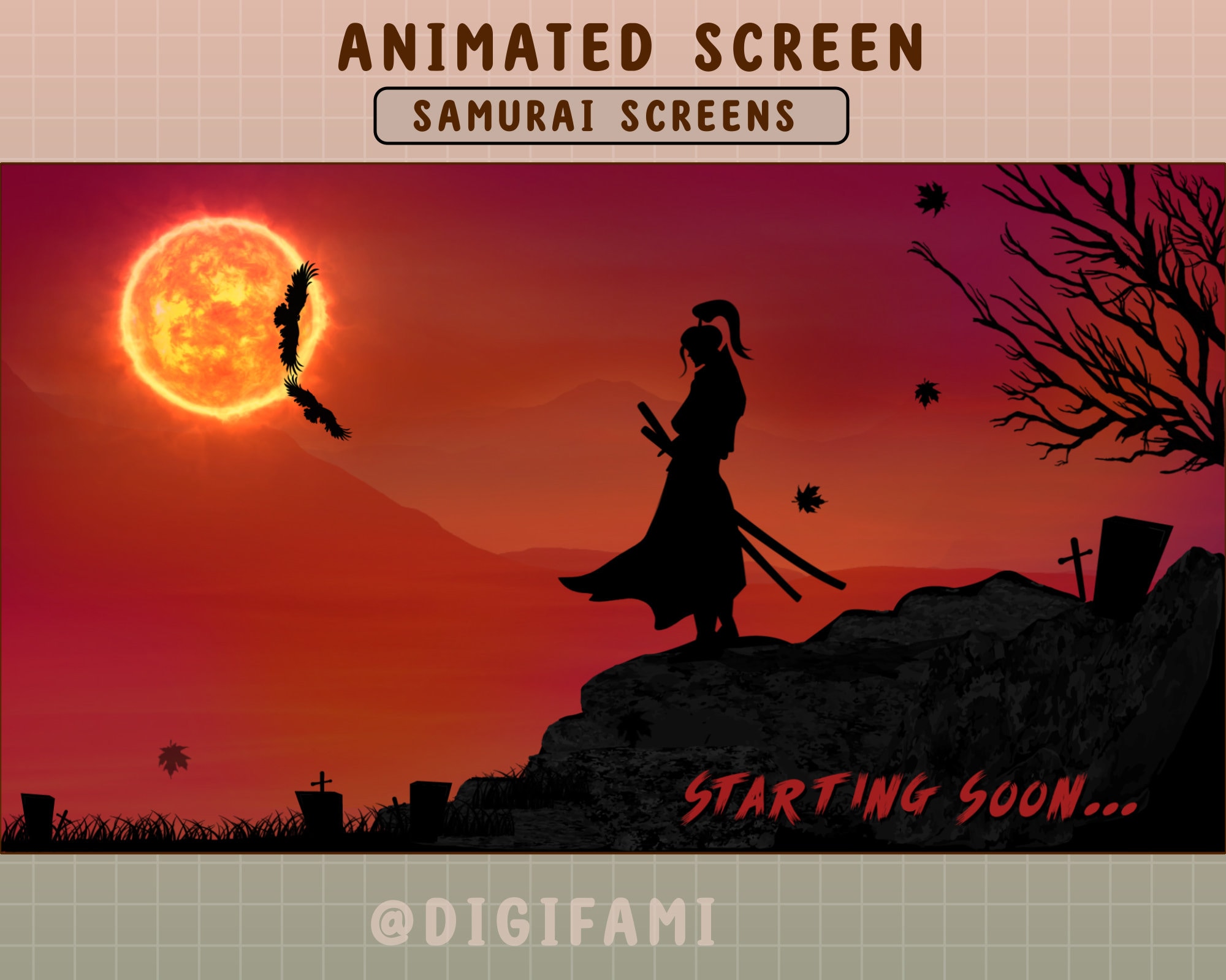 ANIMATED Samurai Twitch Stream Overlay Package / Japanese Stream ...