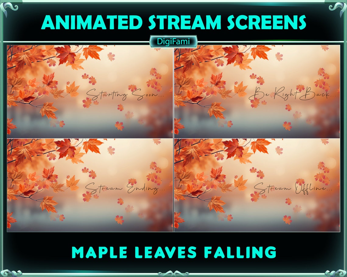 ANIMATED Twitch Stream Overlays Autumn Falling Leaves, Falling Maple ...