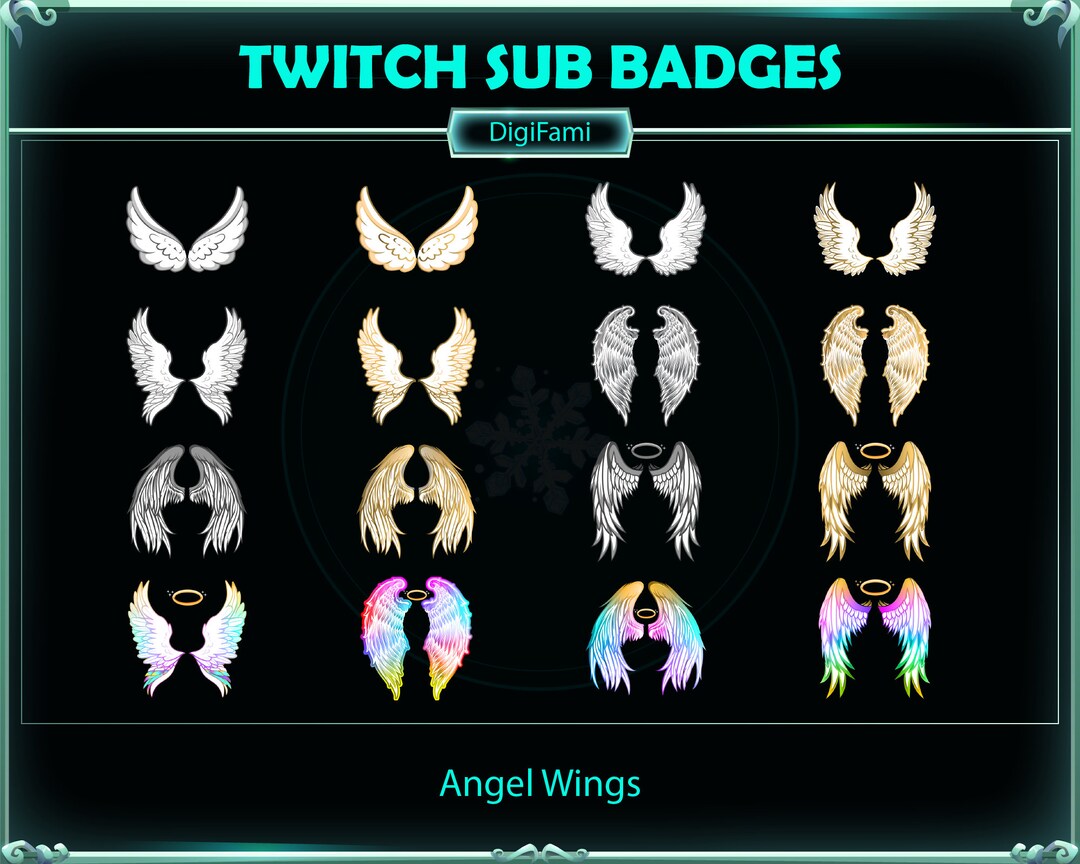 Angel Wings Twitch Sub Badges, Silver Gold Angel Wings Twitch Sub ...