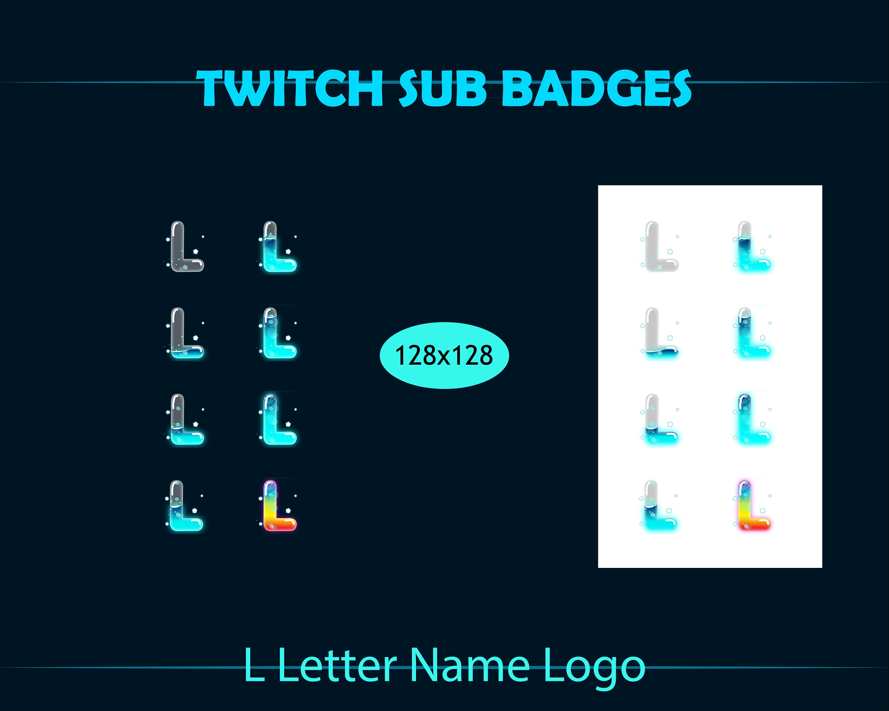 Letter L Twitch Sub Badges, Liquid Letter L Bottle Twitch Sub Badges ...