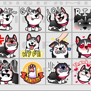 Cute Husky Twitch Emotes Package, Cute Husky Static Stream Chat Emotes ...