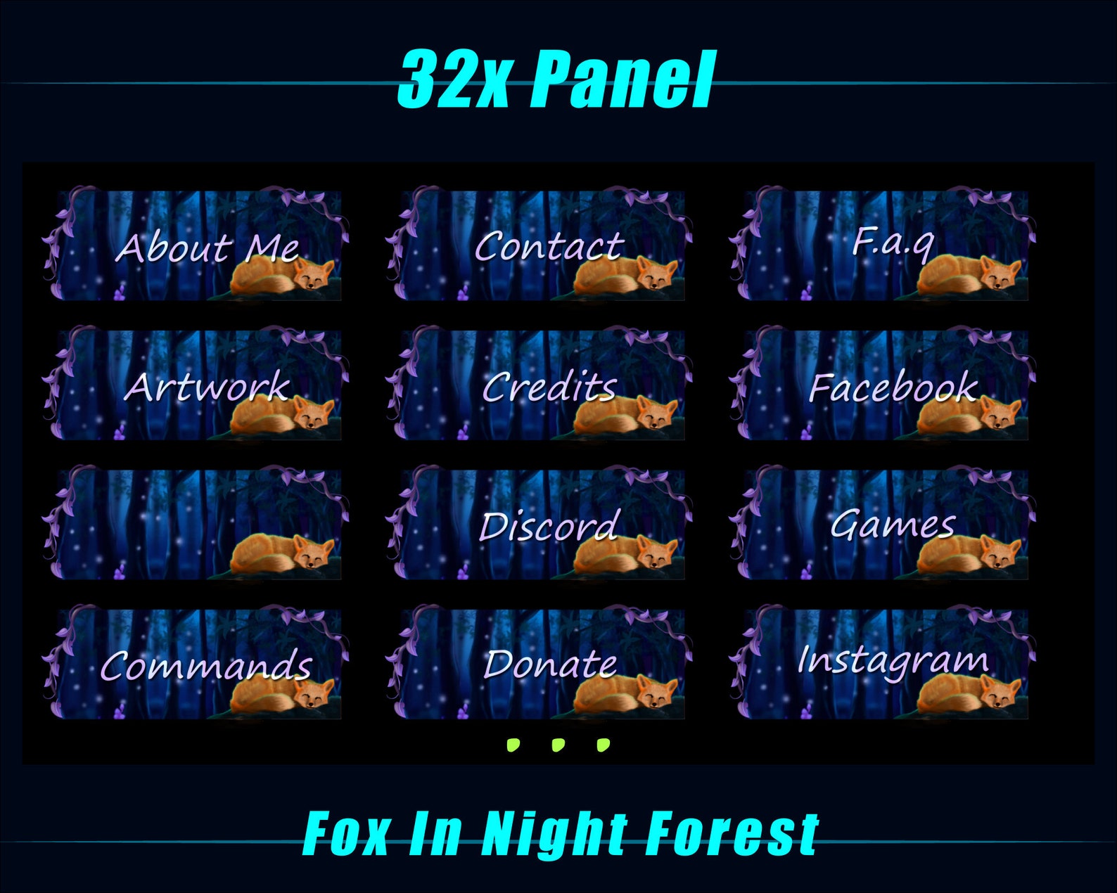 ANIMATED Fox in Forest Twitch Stream Package, Magic Forest Fox Animated ...