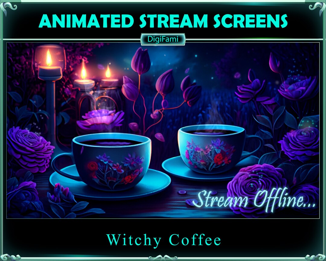 ANIMATED Twitch Stream Overlays Witchy Coffee, Witchy Garden Animated Stream Screens, Witchy ...