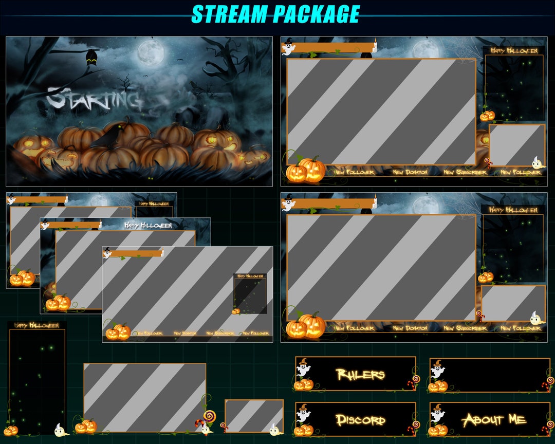 Halloween Pumpkin Cemetery Animated Stream Package, Halloween Horror ...