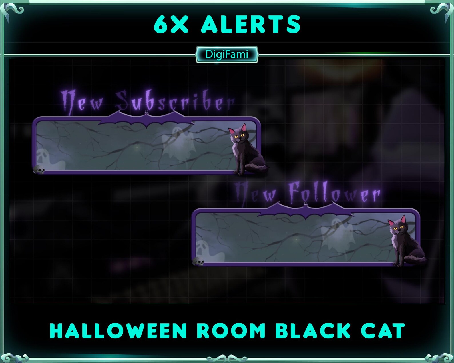 Witchy Cat Ghost Animated Twitch Alerts, Halloween Twitch Alerts, Ghost ...