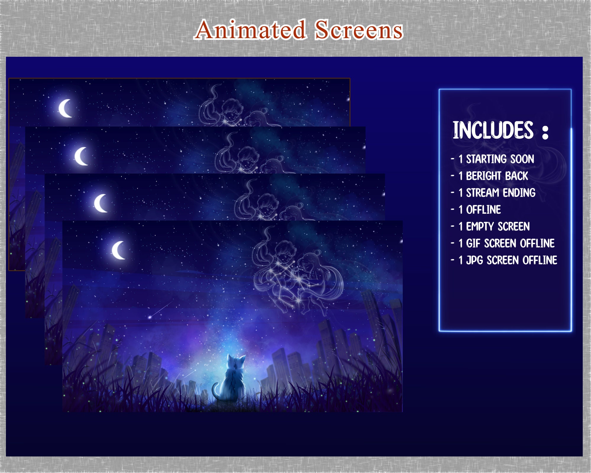 ANIMATED Gemini Twitch Screen Overlays / Celestial Stars Stream ...