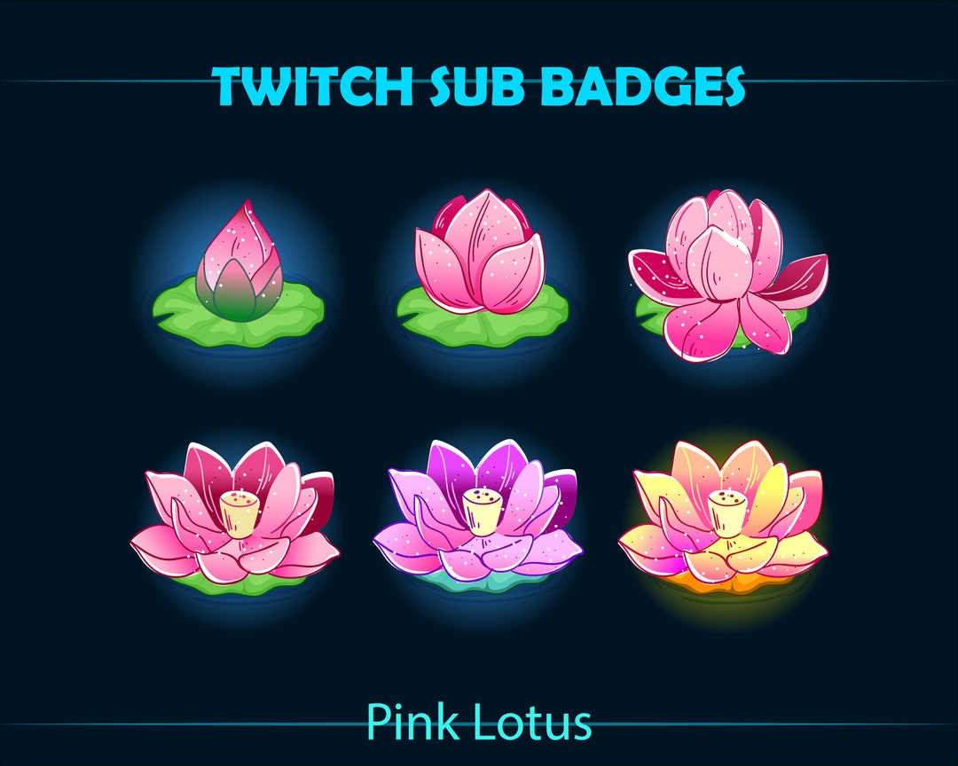 Pink Lotus Twitch Sub Bit Badges, Beautiful Meditation Lotus Twitch Sub ...