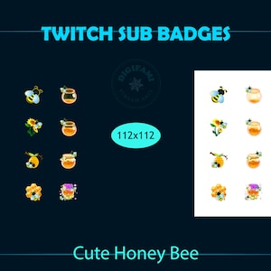 Cute Honey Bee Twitch Sub Badges, Gold Honey Bee Basket Twitch Sub ...