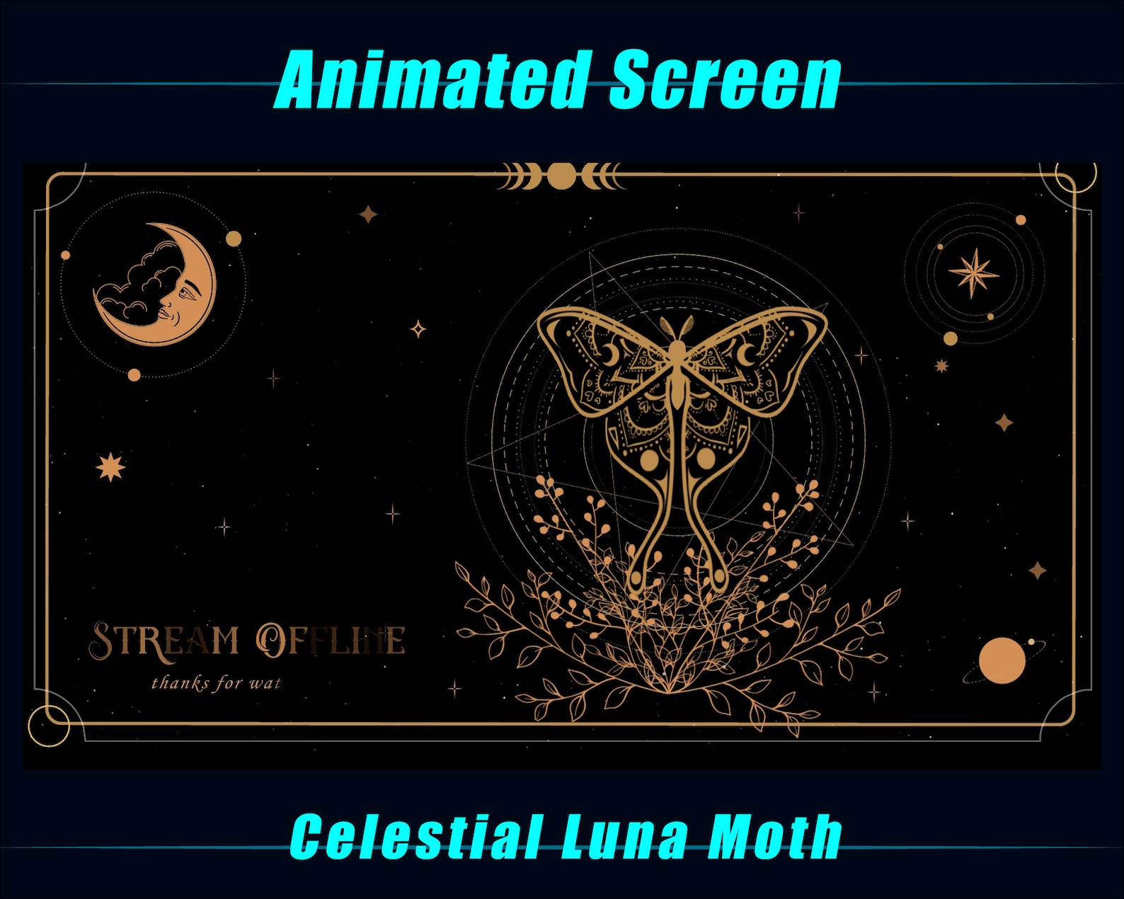 Animated Stream Package Gold Celestial Luna Moth, Golden Celestial ...