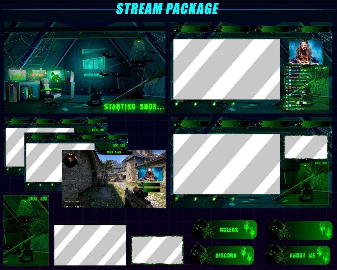Halloween Neon Haunted PC Room Animated Stream Package, NEON Horror ...
