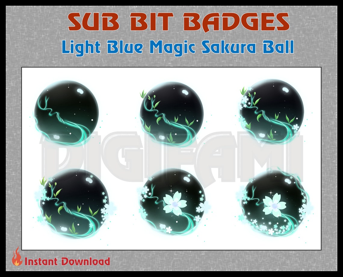 Light Blue Magic Sakura Ball Twitch Sub Bit Badges / Cherry - Etsy