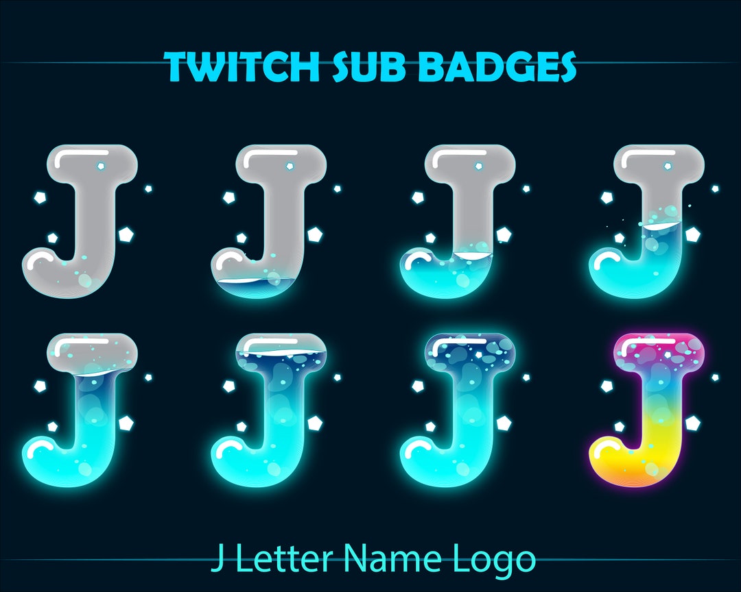 Letter J Twitch Sub Badges, Liquid Letter J Bottle Twitch Sub Badges ...