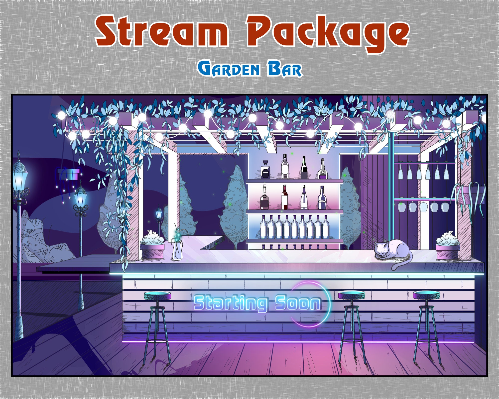ANIMATED Twitch Screen Overlay Package / Garden Bar Stream Screen ...
