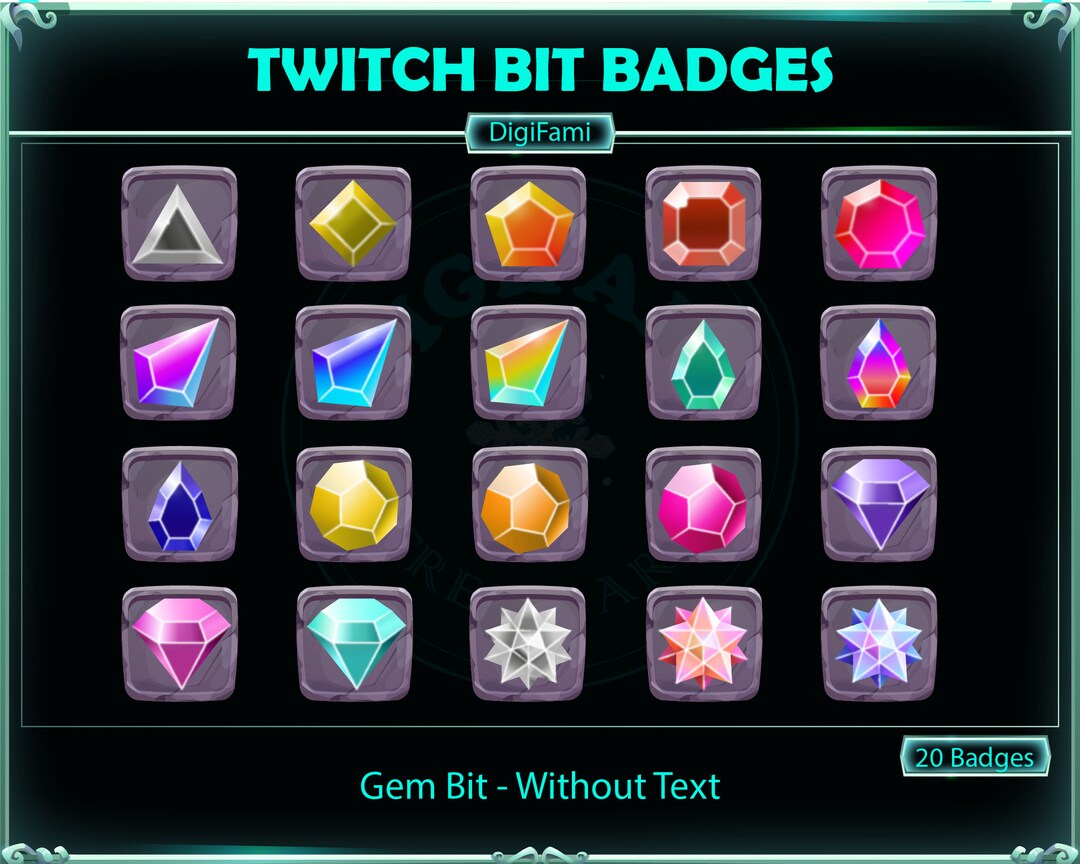 Gem Twitch Bit Badges Set, Gem Twitch Bit Badges, Crystal Gem Bit ...