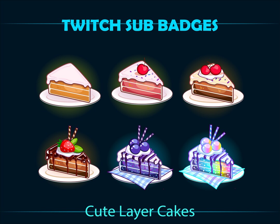 Cute Yummy Cakes Twitch Badges, Cute Layer Cakes Twitch Sub Bit Badges ...
