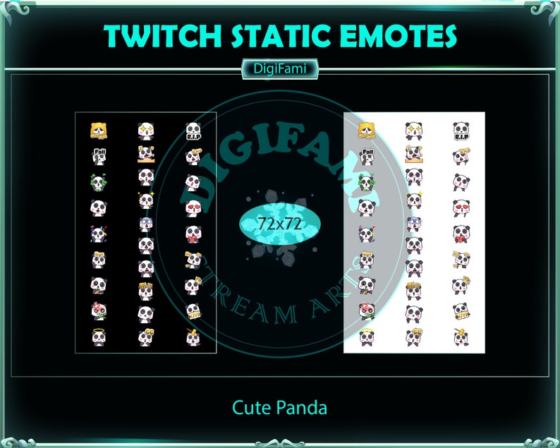 35 Cute Chibi Panda Twitch Emotes, Cute Panda Bear Static Stream Chat ...