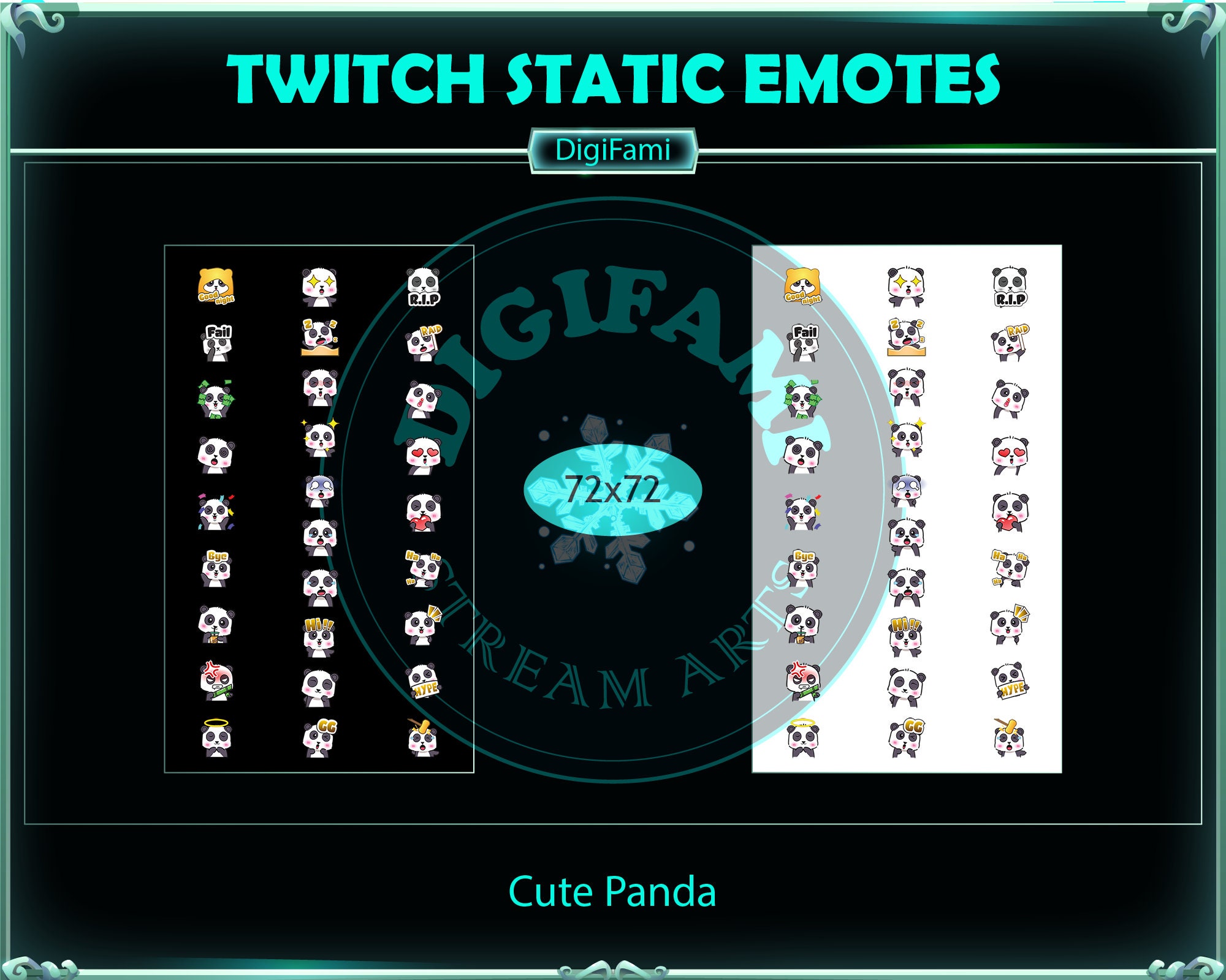 35 Cute Chibi Panda Twitch Emotes, Cute Panda Bear Static Stream Chat ...