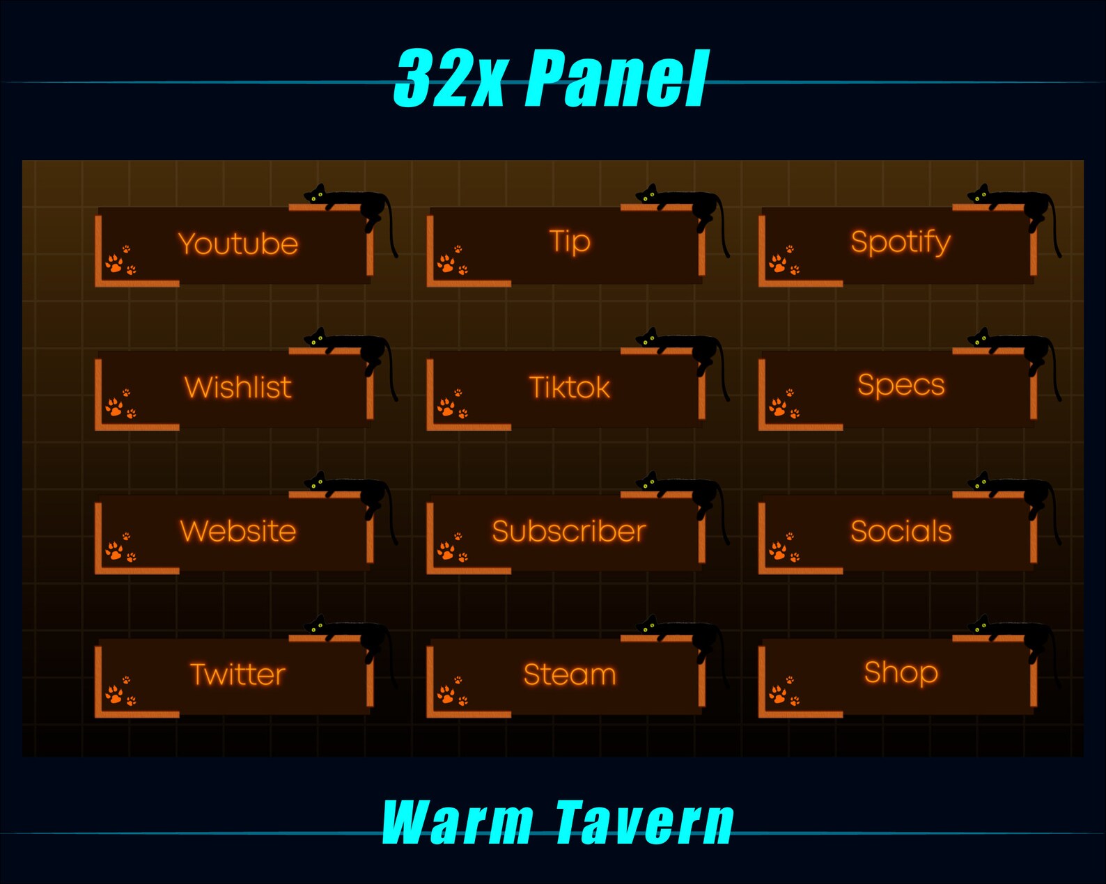 Animated Twitch Overlay Package Warm Tavern / Sleeping White Cat / Cozy ...