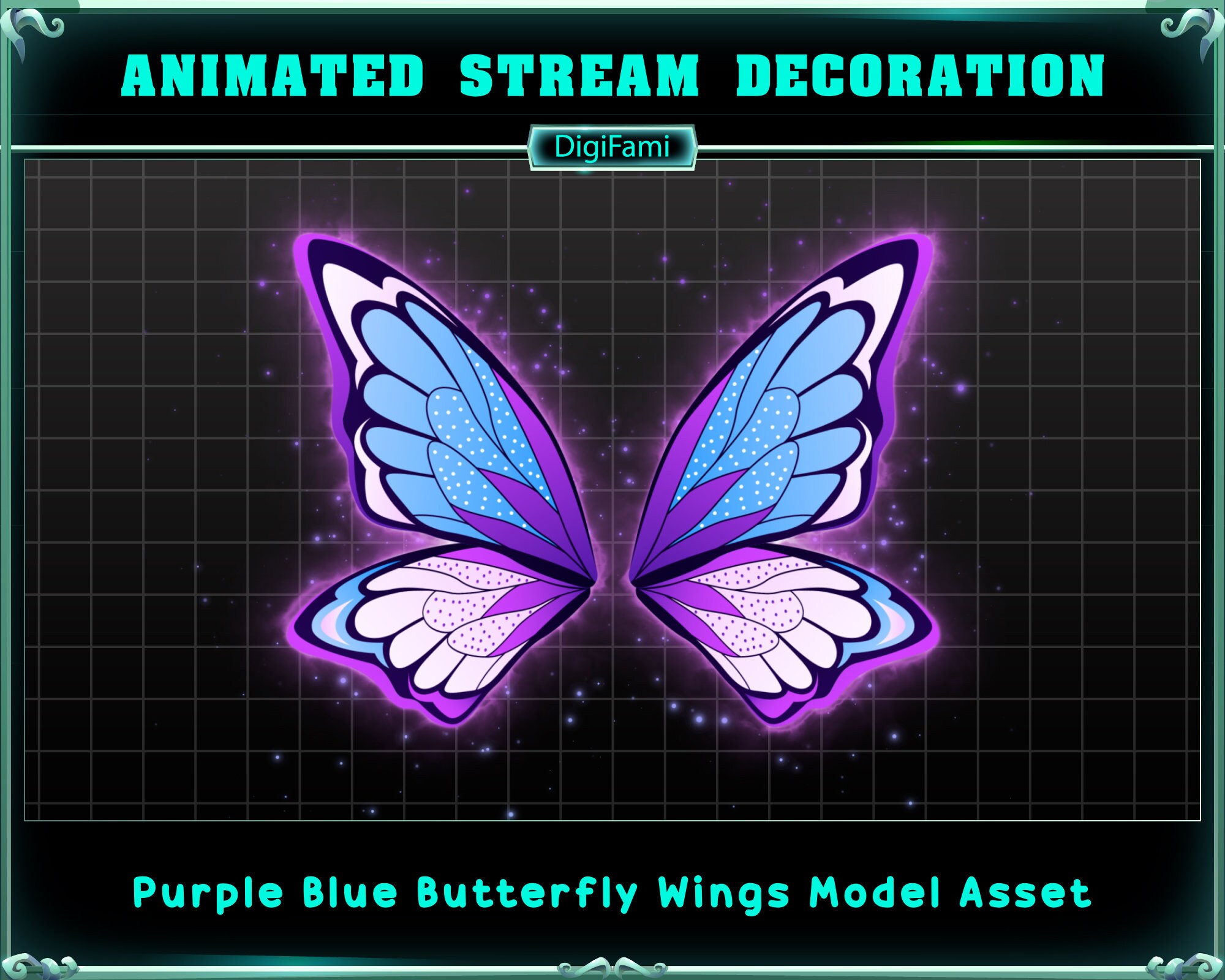 Animated Purple Blue Butterfly Stream Decorations, Animated Purple Blue ...